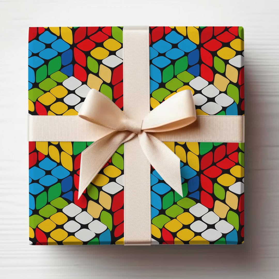 Nerdy Wrapping Paper Roll Rubik's Cube Gift Wrap Roll, Nerd Gift Wrap ...
