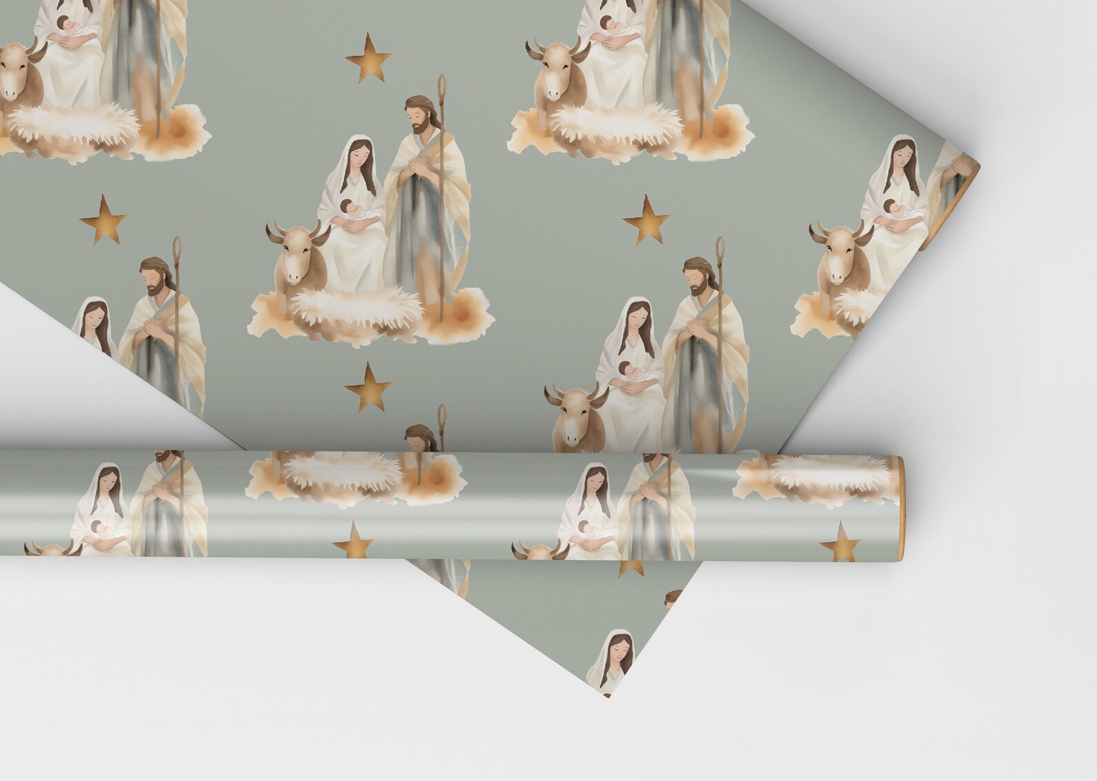 Jesus Wrapping Paper Nativity Wrapping Paper Roll, Modern Nativity Gift ...