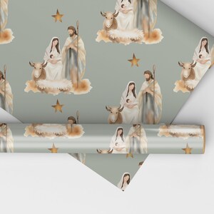 Jesus Wrapping Paper Nativity Wrapping Paper Roll, Modern Nativity Gift ...