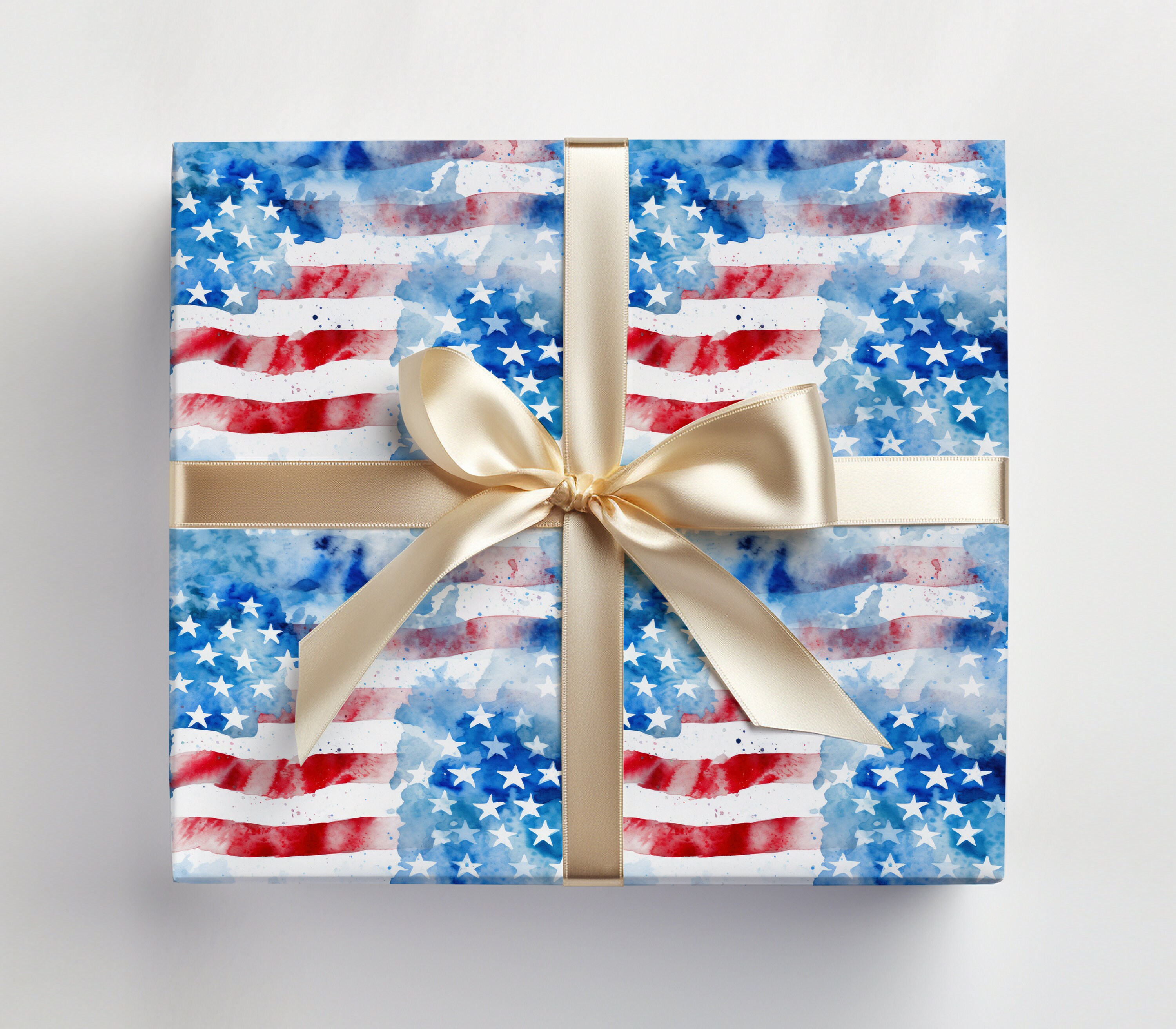 Watercolor American Flag Gift Wrap American Flag Wrapping Paper Roll ...