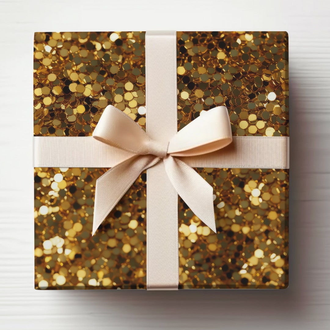 Gold Glitter Wrapping Paper Roll Gold Glitter Christmas Gift Wrap Roll ...