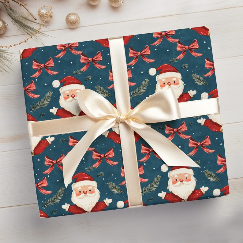 Cute Santa Wrapping Paper Roll Dark Santa Clause Wrapping Papers ...