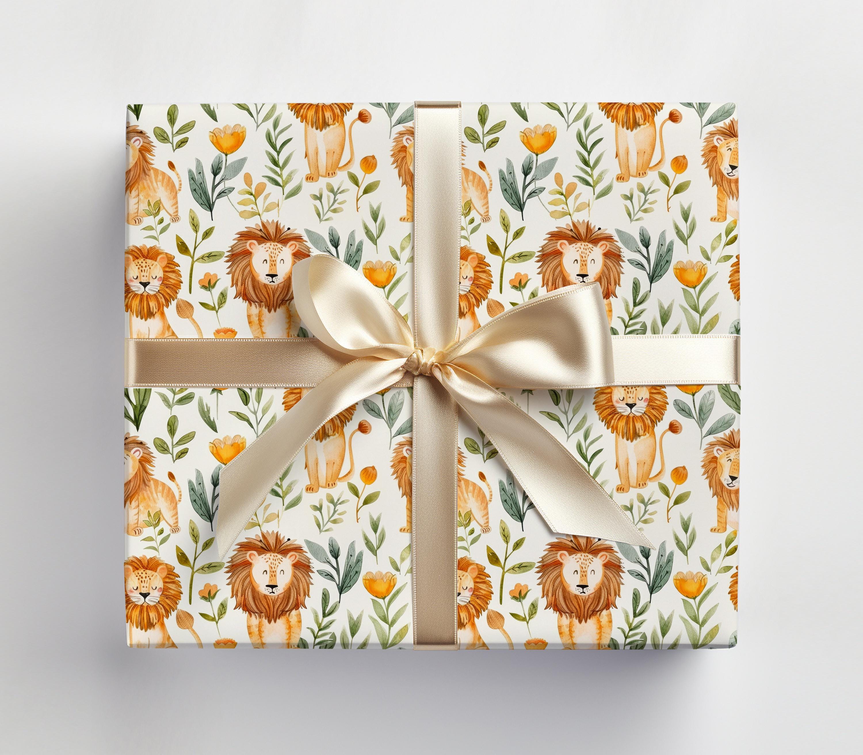 Lion Baby Shower Wrapping Paper Roll Lion Birthday Party Gift Wrap Roll ...