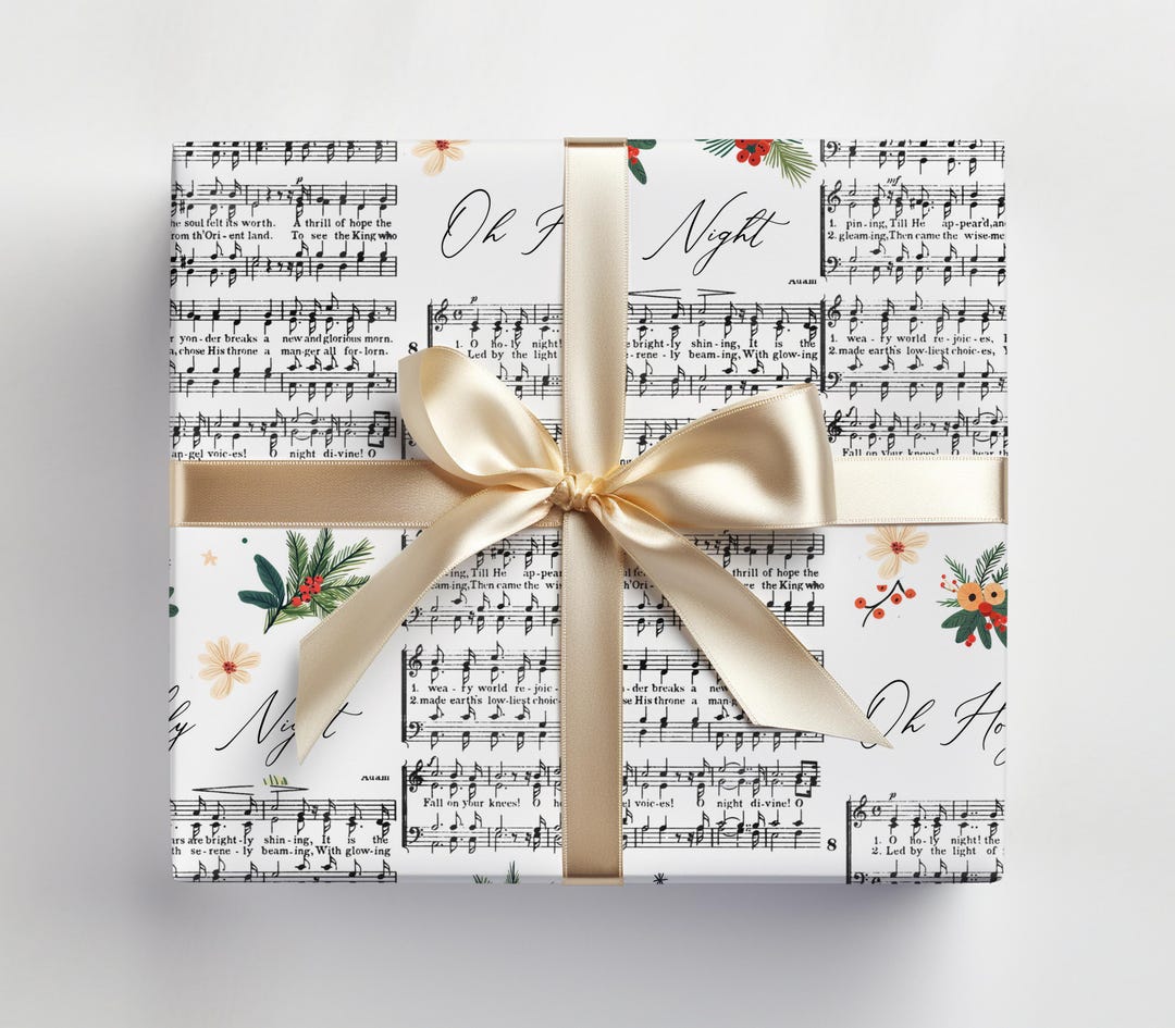 Christmas Carol Wrapping Paper Oh Holy Night Gift Wrap Roll Religious ...