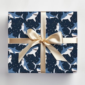 Shark Wrapping Paper Roll Sharks Gift Wrapping, Baby Shark Wrapping ...