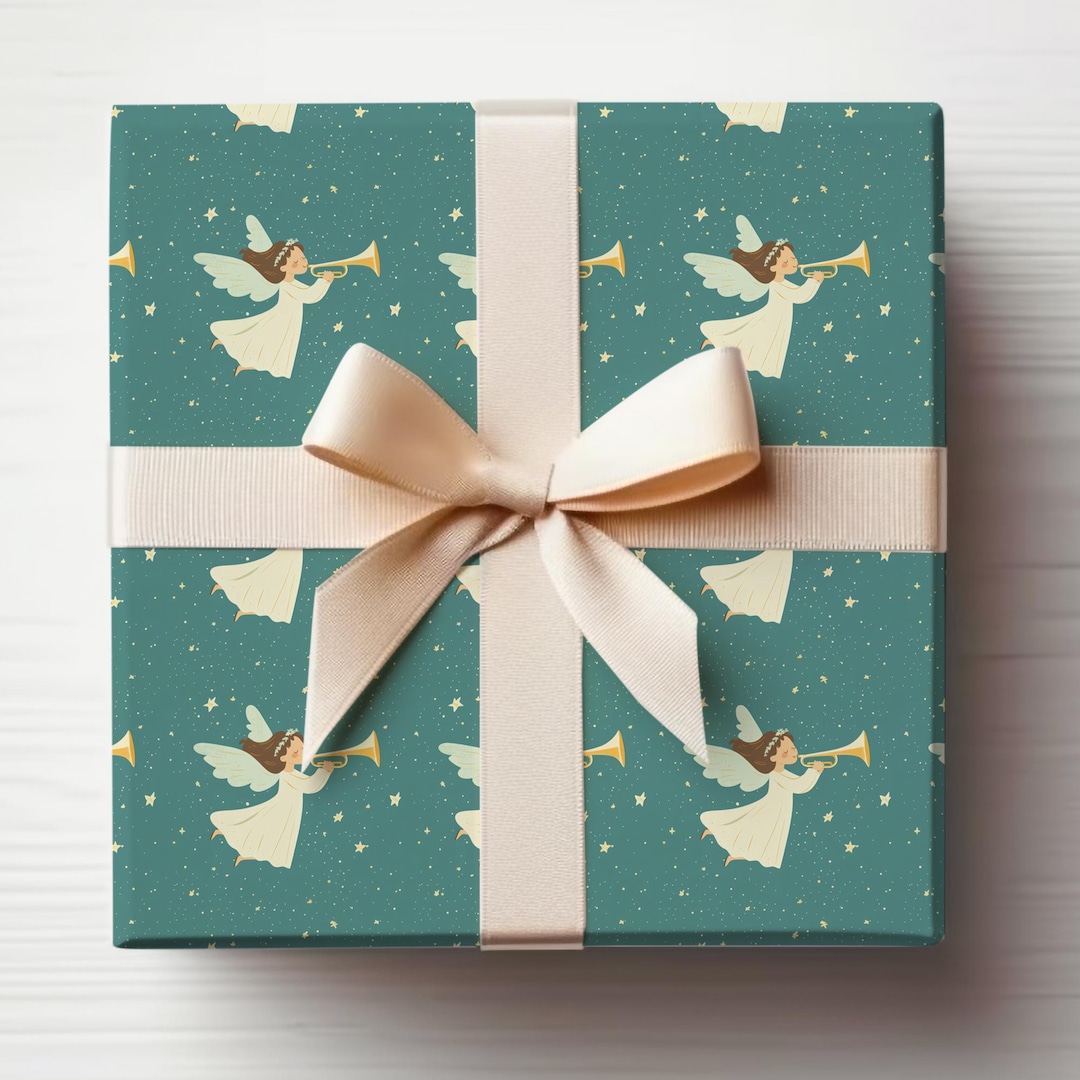 Angel Wrapping Paper Roll Cute Christmas Angel Gift Wrapping Paper Roll ...
