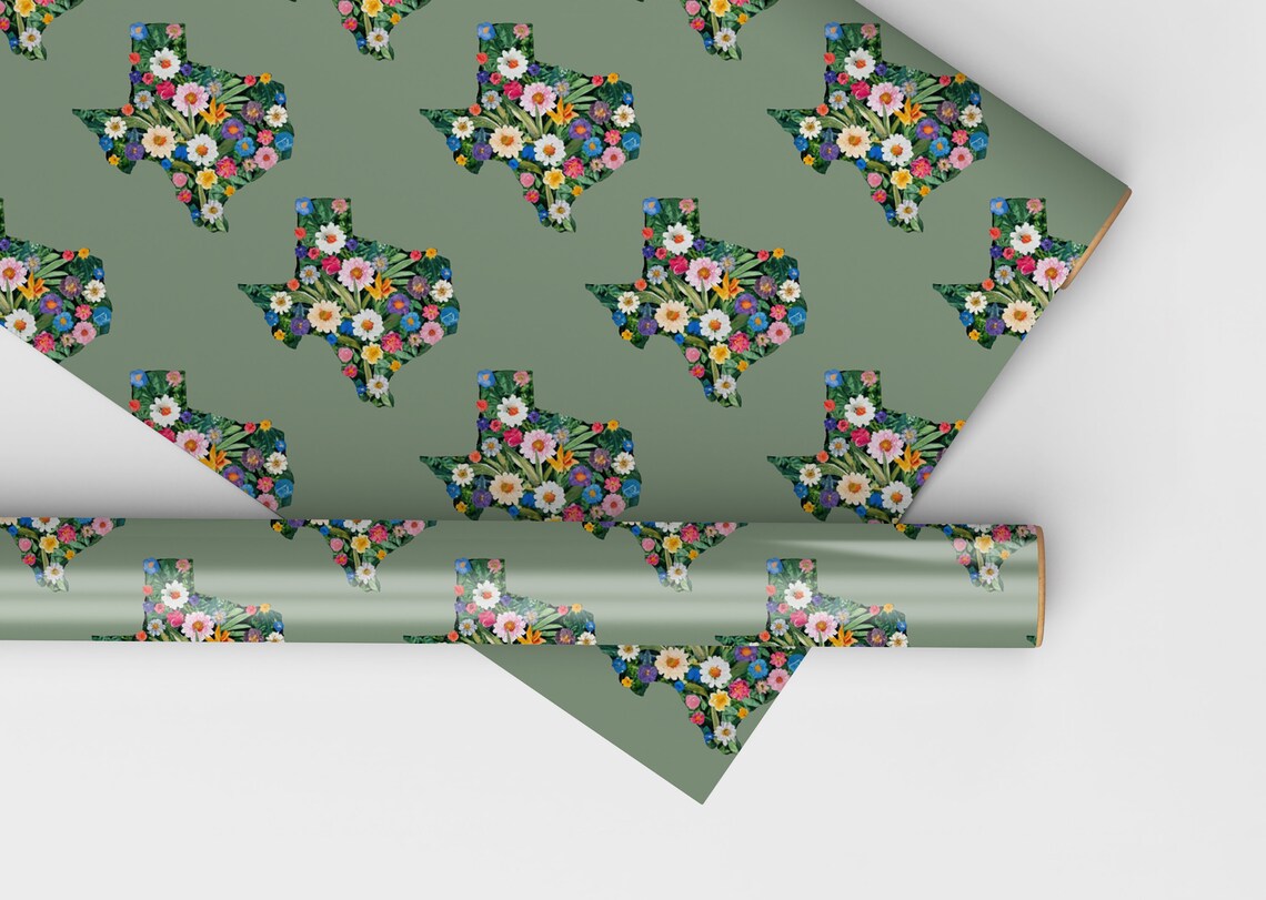 Texas Wrapping Paper Texas State Gift Wrap Texas State Gift Wrapping ...