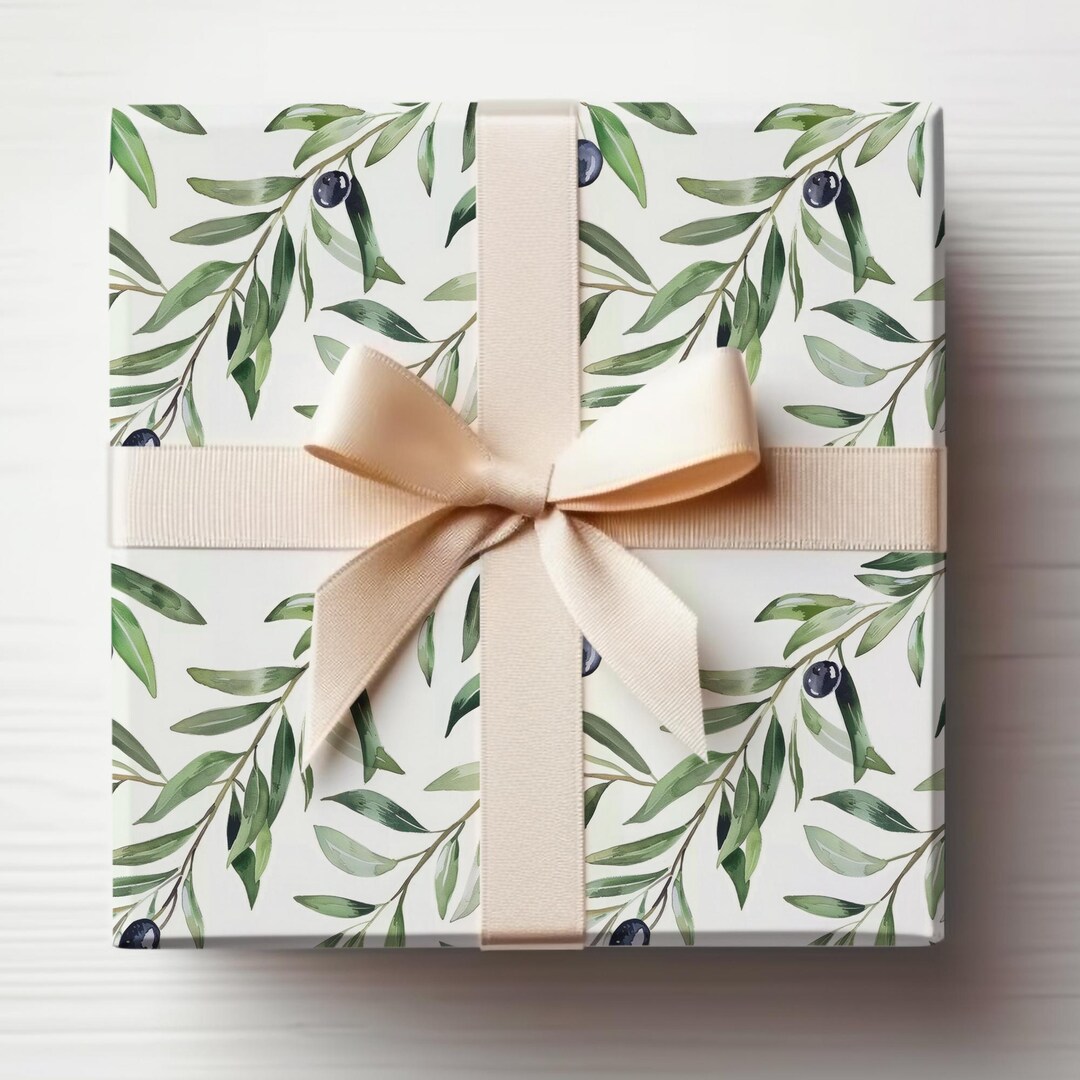 Olive Branch Wrapping Paper Modern Olive Gift Wrapping Roll Olive ...