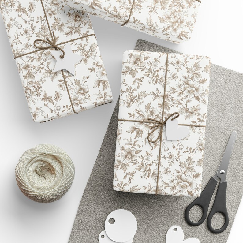 Elegant Toile Wrapping Paper, Wedding Wrapping Paper, Neutral Wedding ...