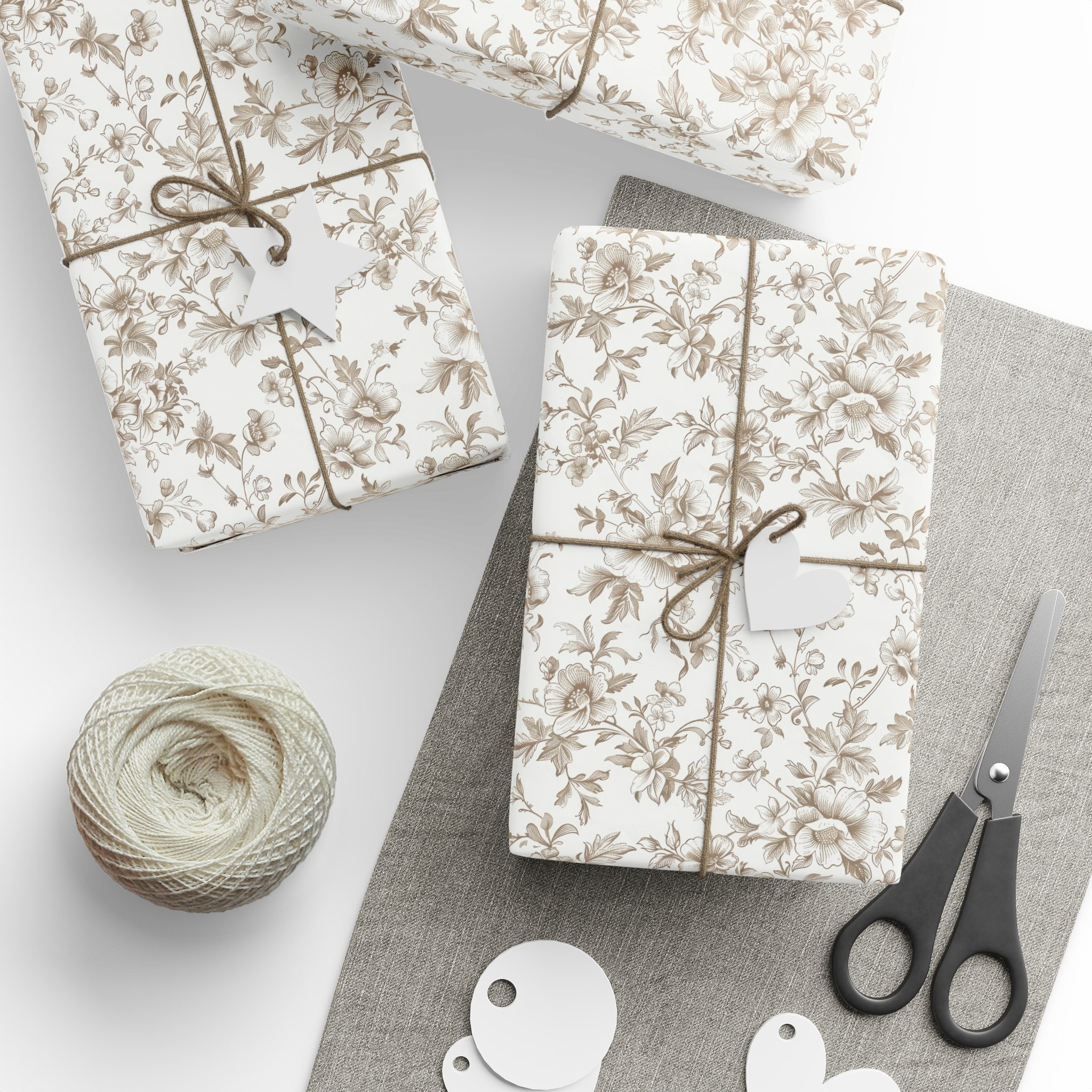 Elegant Toile Wrapping Paper, Wedding Wrapping Paper, Neutral Wedding ...