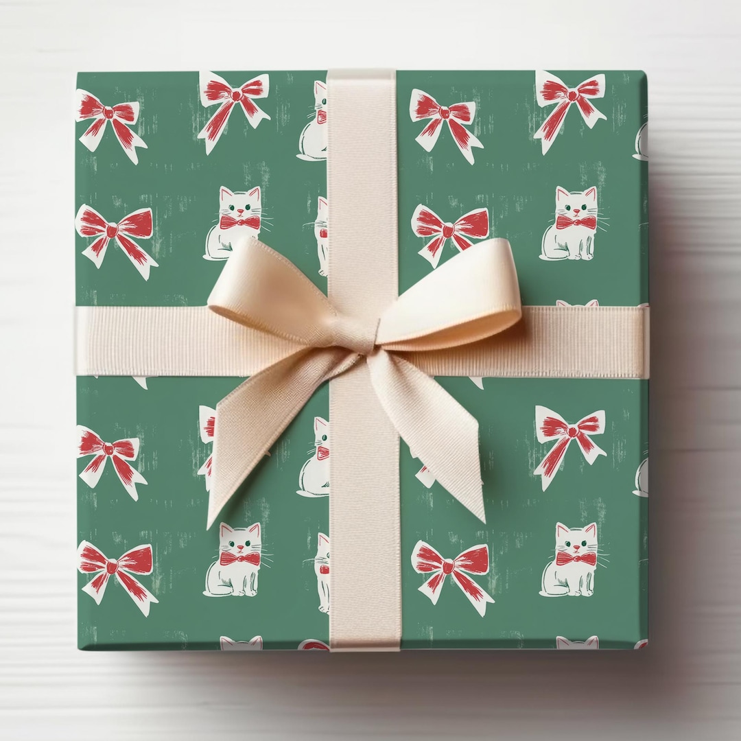 Cat Wrapping Paper Roll Christmas Cat Wrapping Paper, Cute Kitten Gift ...