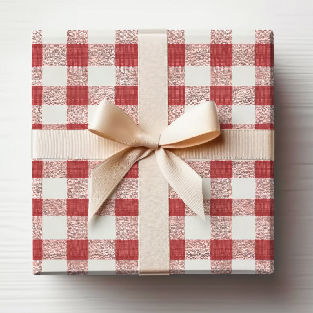 Red Gingham Wrapping Paper Pattern Checked Christmas Wrapping Paper ...