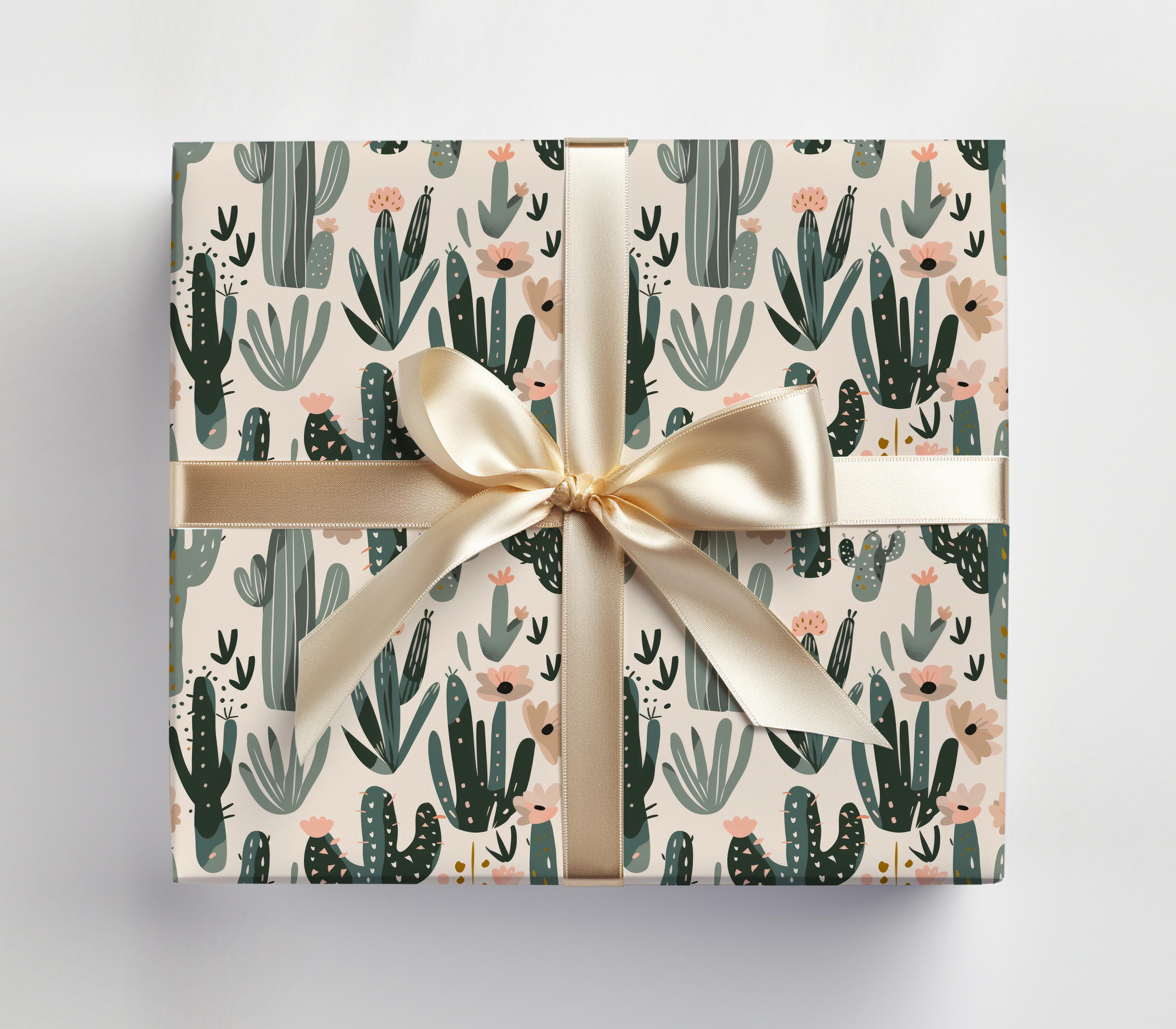 Boho Cactus Wrapping Paper Roll Western Gift Wrapping Roll Girly Gift ...