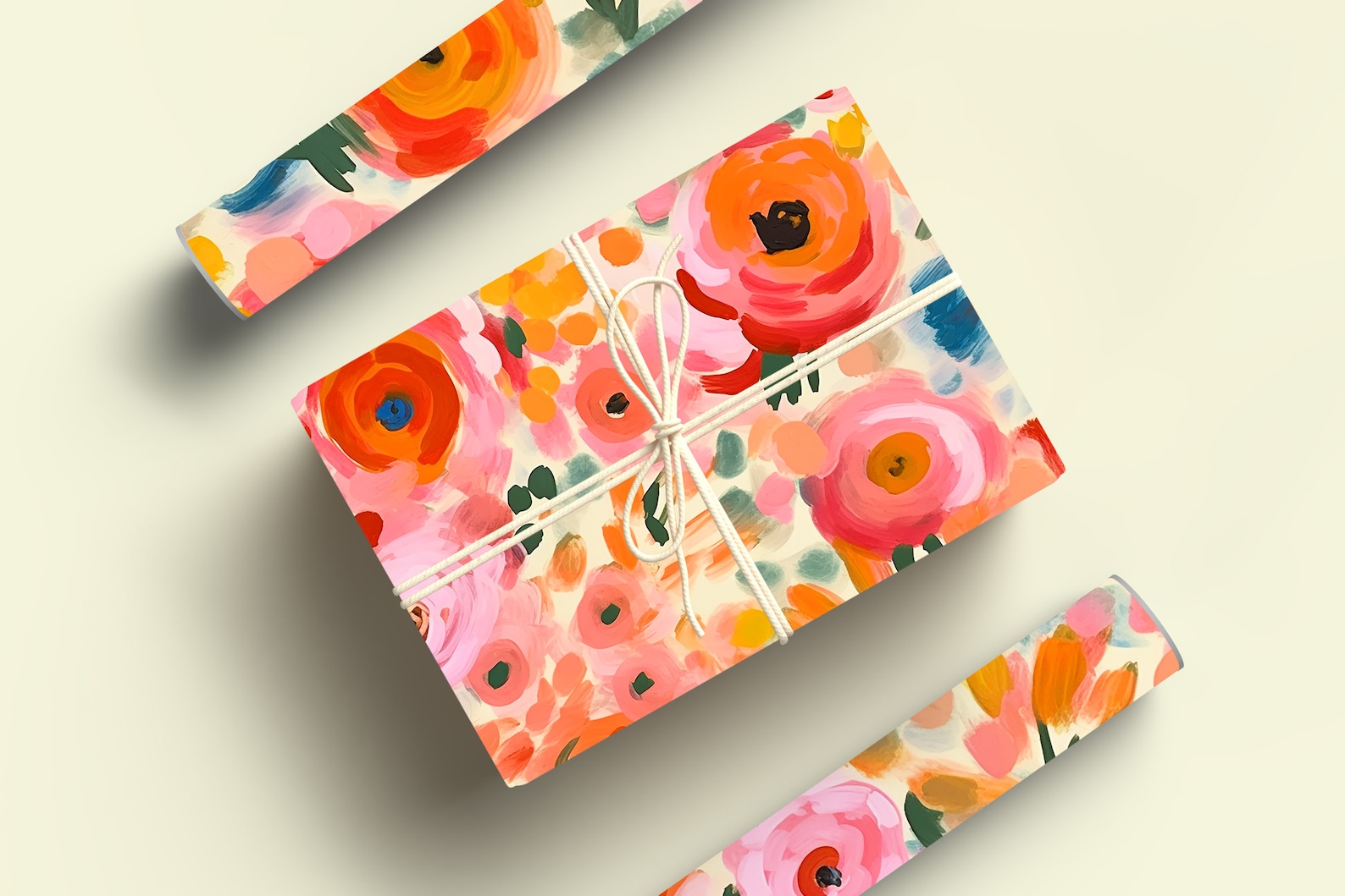 Orange Christmas Wrapping Paper, Orange Floral Wrapping Paper Roll ...