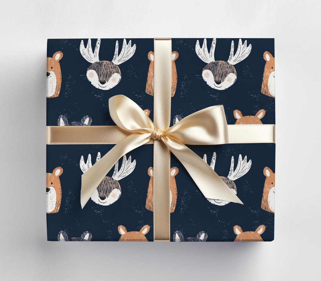 Woodland Creature Wrapping Paper Roll Fox Woodland Animals Wrapping ...