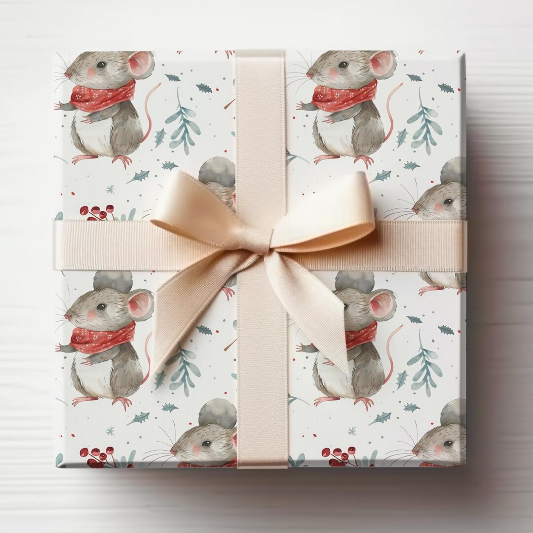 Christmas Mouse Wrapping Paper Xmas Mouse Gift Wrapping Roll Cute ...