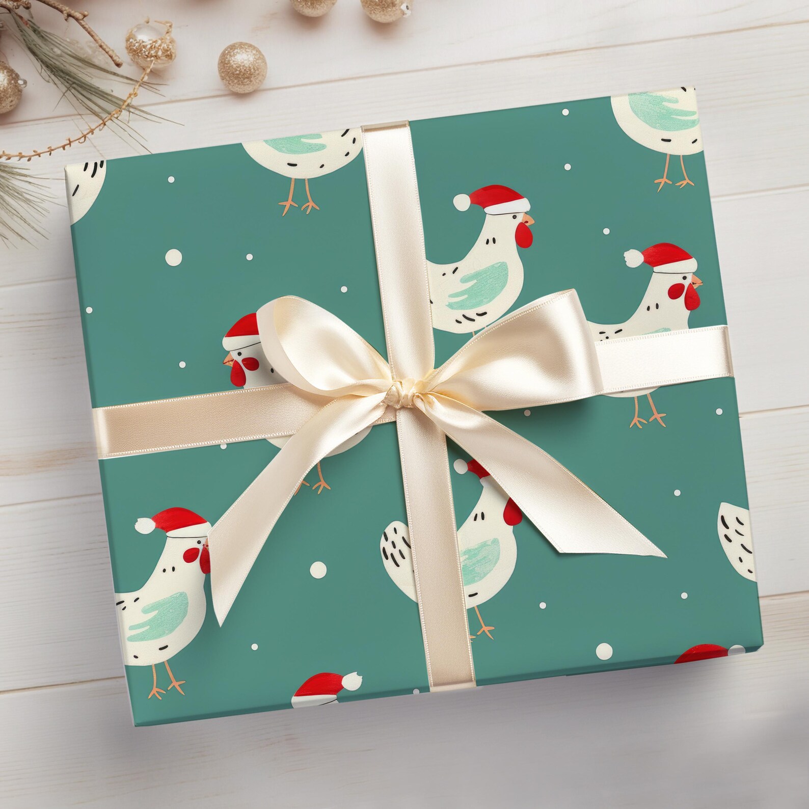 Christmas Chicken Wrapping Paper Cute Chickens Gift Wrap Roll, Funny ...