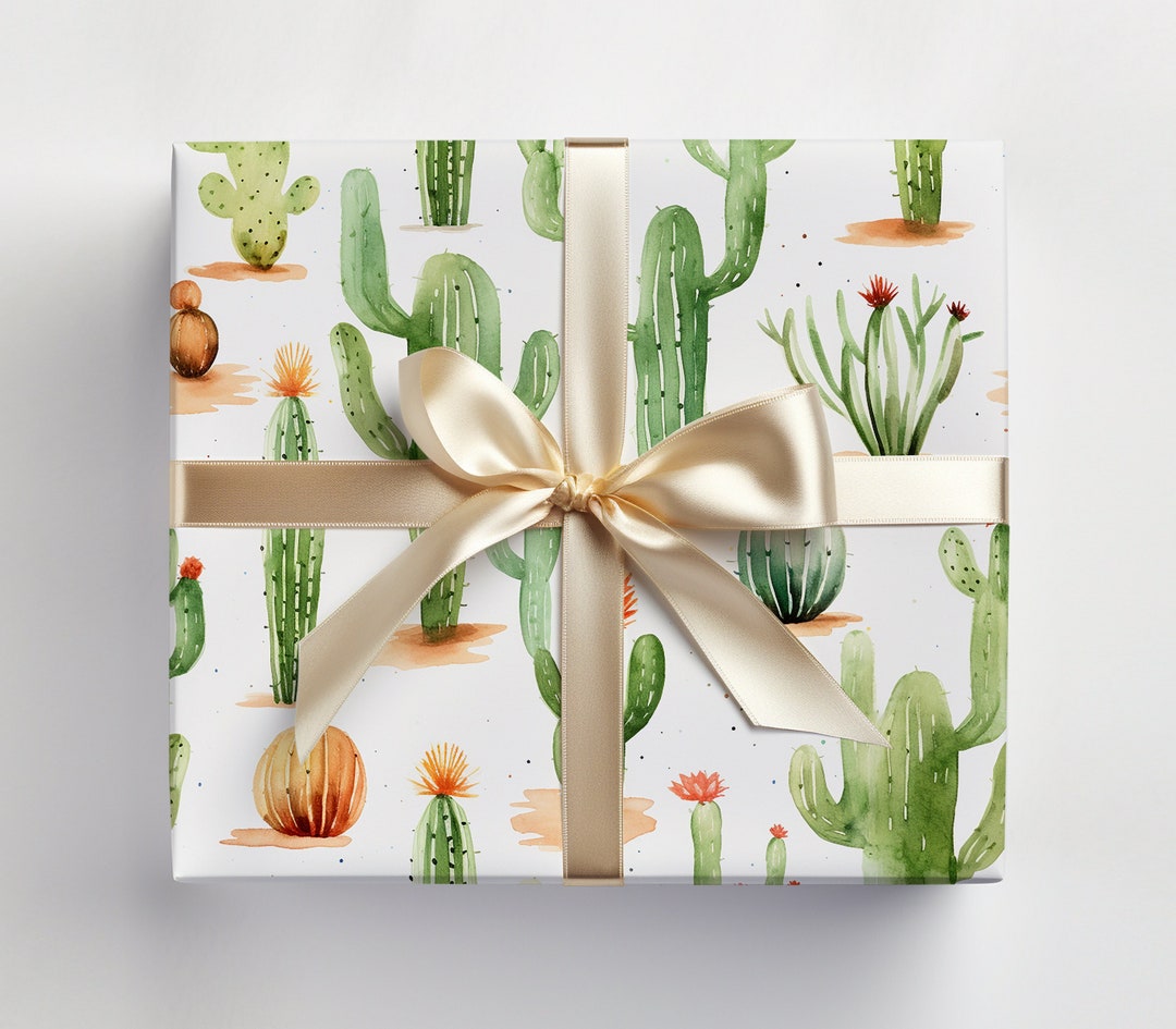 Cactus Wrapping Paper Cactus Roll of Wrapping Paper, Watercolor Cacti ...