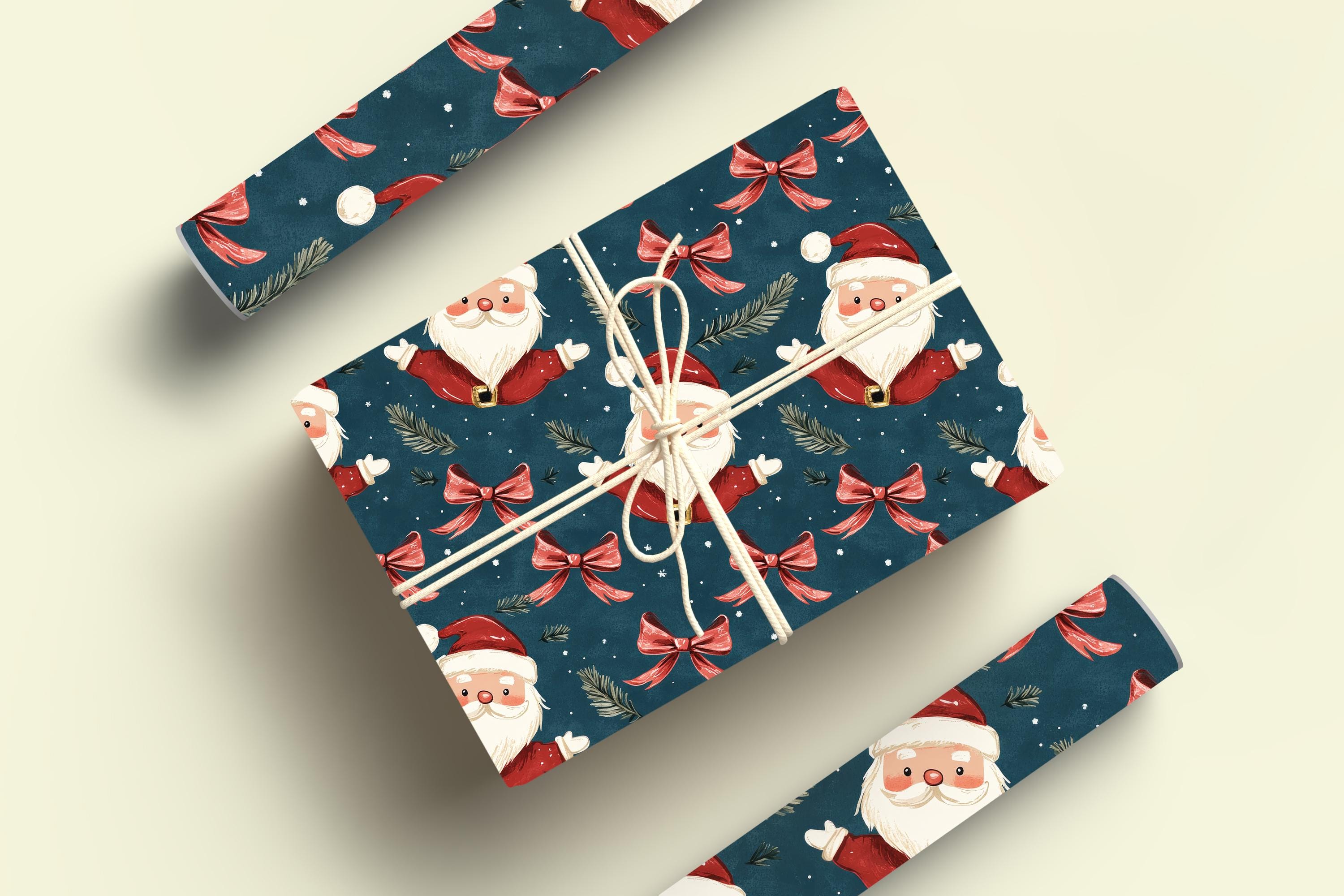 Cute Santa Wrapping Paper Roll Dark Santa Clause Wrapping Papers ...