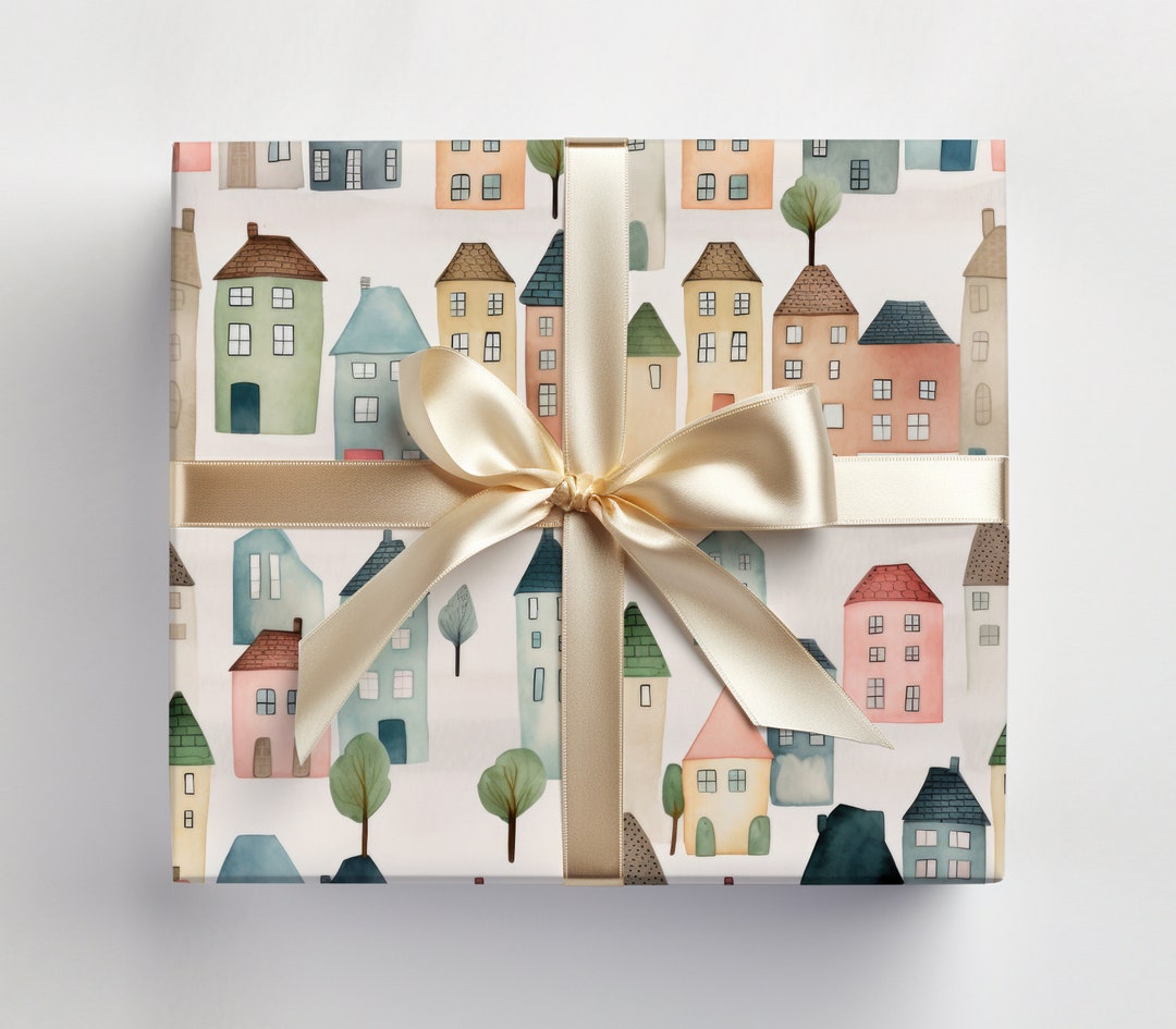 Housewarming Gift Wrap Roll Housewarming Wrapping Paper Roll, Houses ...