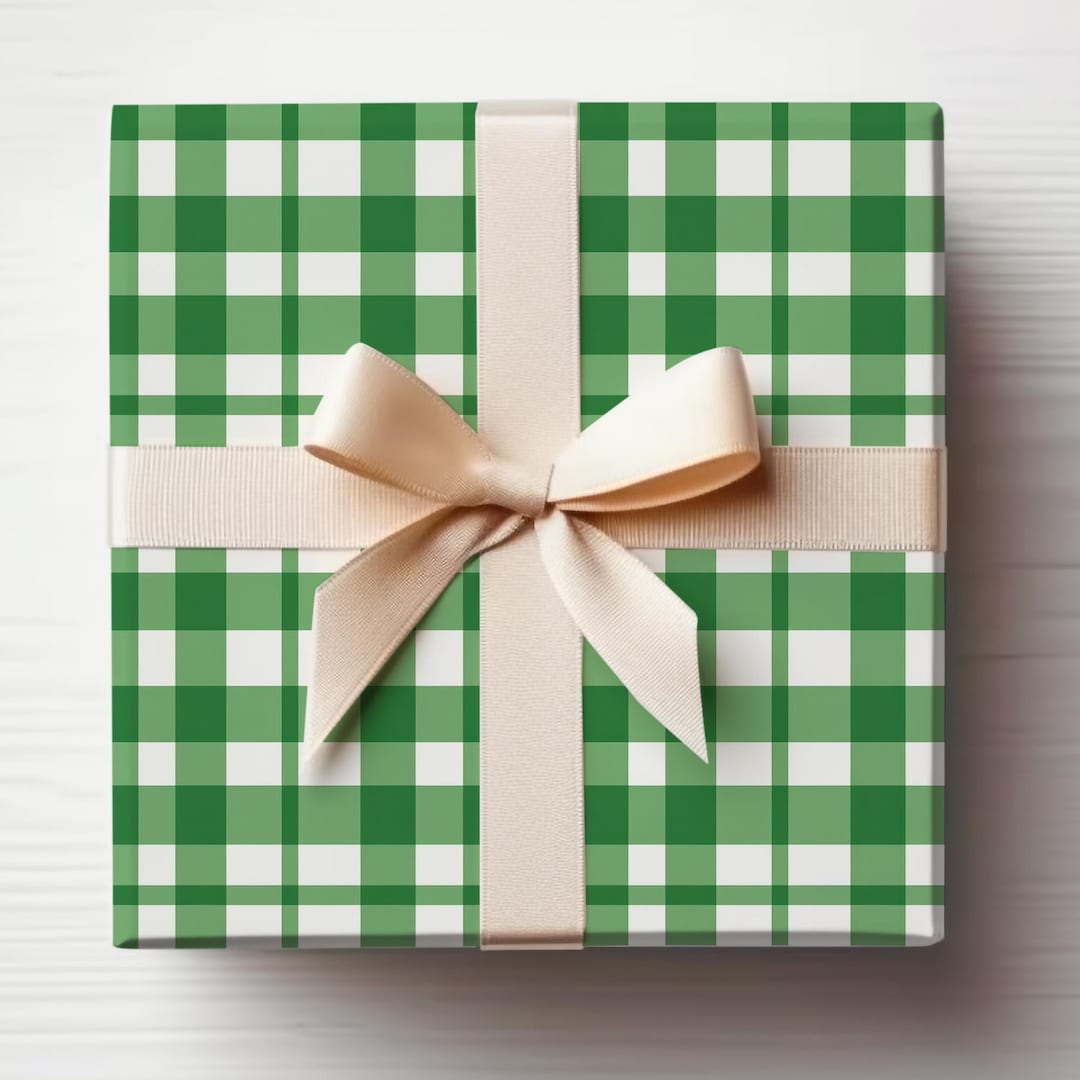 Green Tartan Wrapping Paper Green Gingham Wrapping Paper Roll Green ...