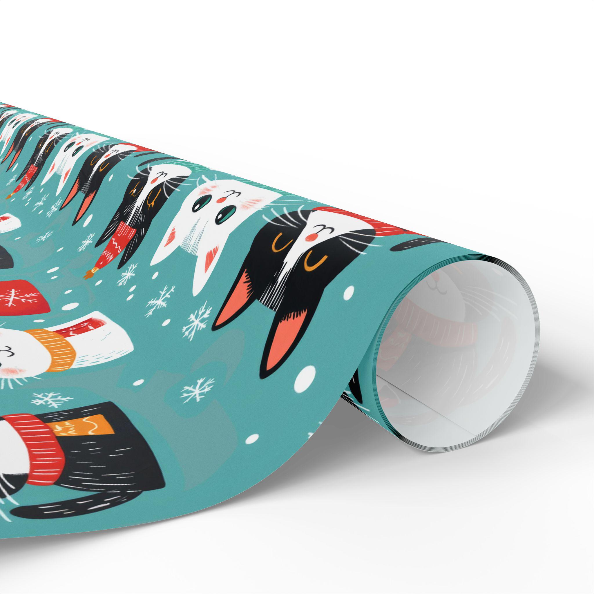 Christmas Cats Wrapping Paper Roll Quirky Cats Gift Wrap Roll, Xmas ...