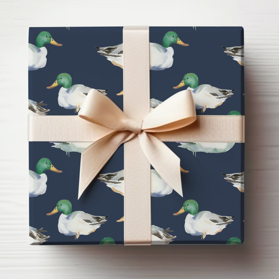 Navy Blue Ducks Wrapping Paper Roll Hunting Wrapping Paper Ducks ...