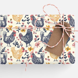 Chickens Wrapping Paper Roll Gift Wrap Roll Chickens, Farming Gift Wrap ...