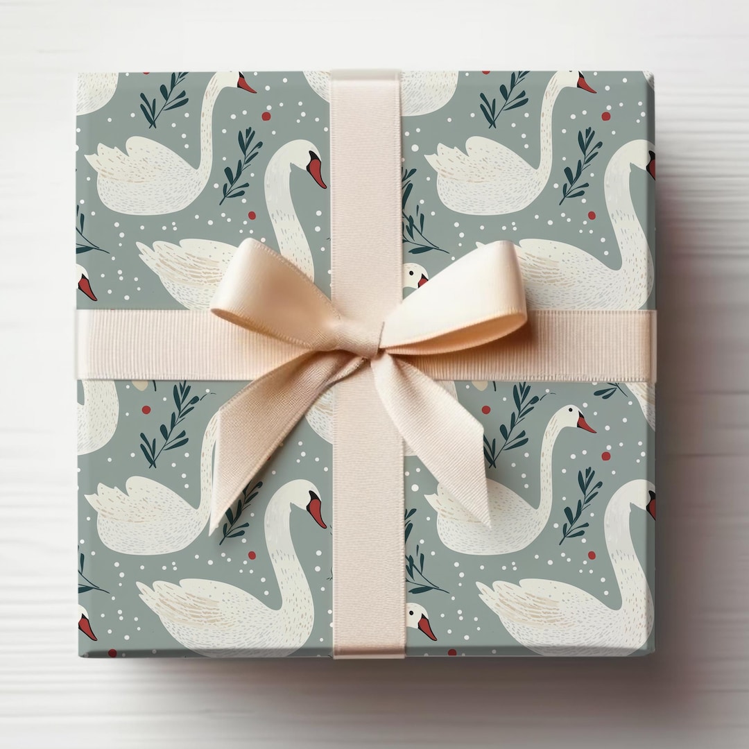 Swan Wrapping Paper Roll Swan Gift Wrapping Roll Elegant Swan Gift Wrap ...