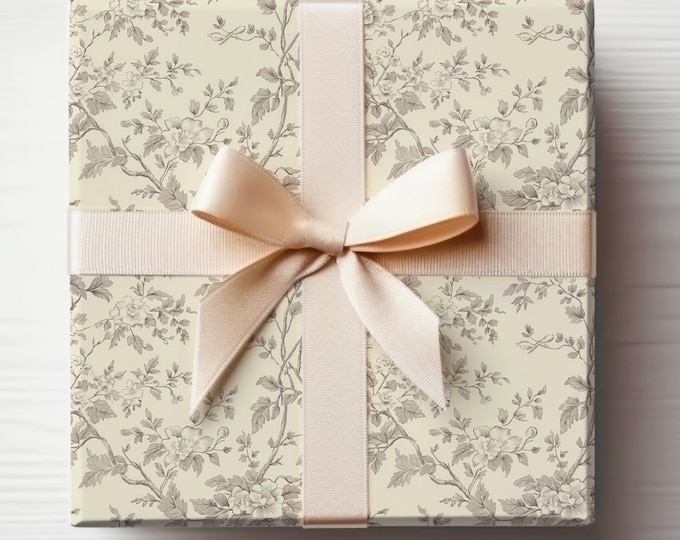 Floral Wrapping Paper French Toile Gift Wrap for Wedding Baby Shower ...