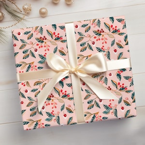 Pink Christmas Wrapping Paper Cute Christmas Wrapping Paper Girly Xmas ...