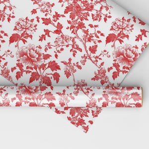 Red Chinoiserie Wrapping Paper Roll Red Toile Christmas Toile Wrapping ...