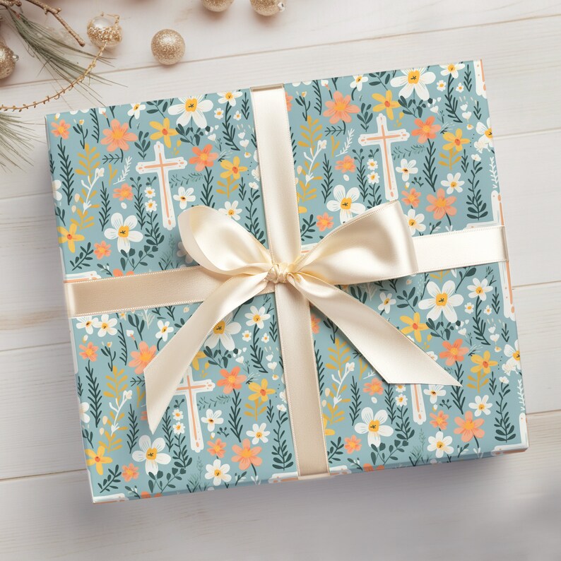 Baptism Wrapping Paper, Cross Wrapping Paper, Christian Gift Wrap Roll ...