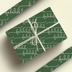 Christmas Carol Wrapping Paper Roll, Modern Green Christmas Wrapping ...