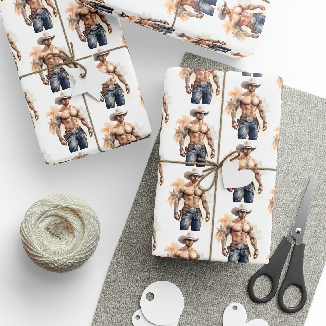 Sexy Cowboy Wrapping Paper Roll Sexy Man Wrapping Paper Shirtless Man ...