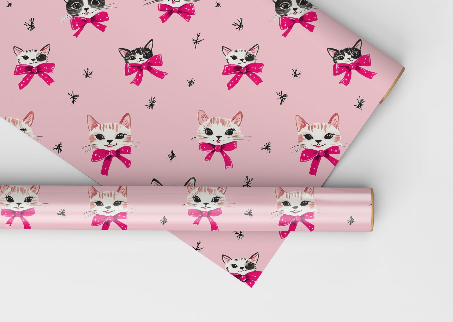 Kitten Wrapping Paper Cute Cat Wrapping Paper Roll, Pink Cats Gift ...