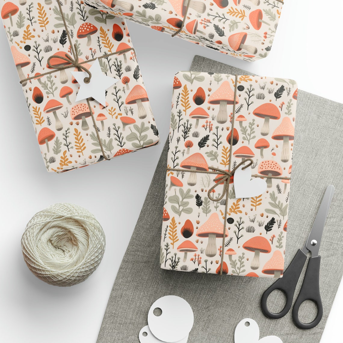 Mushroom Wrapping Paper Cute Mushrooms Gift Wrap Roll, Pink Mushroom ...