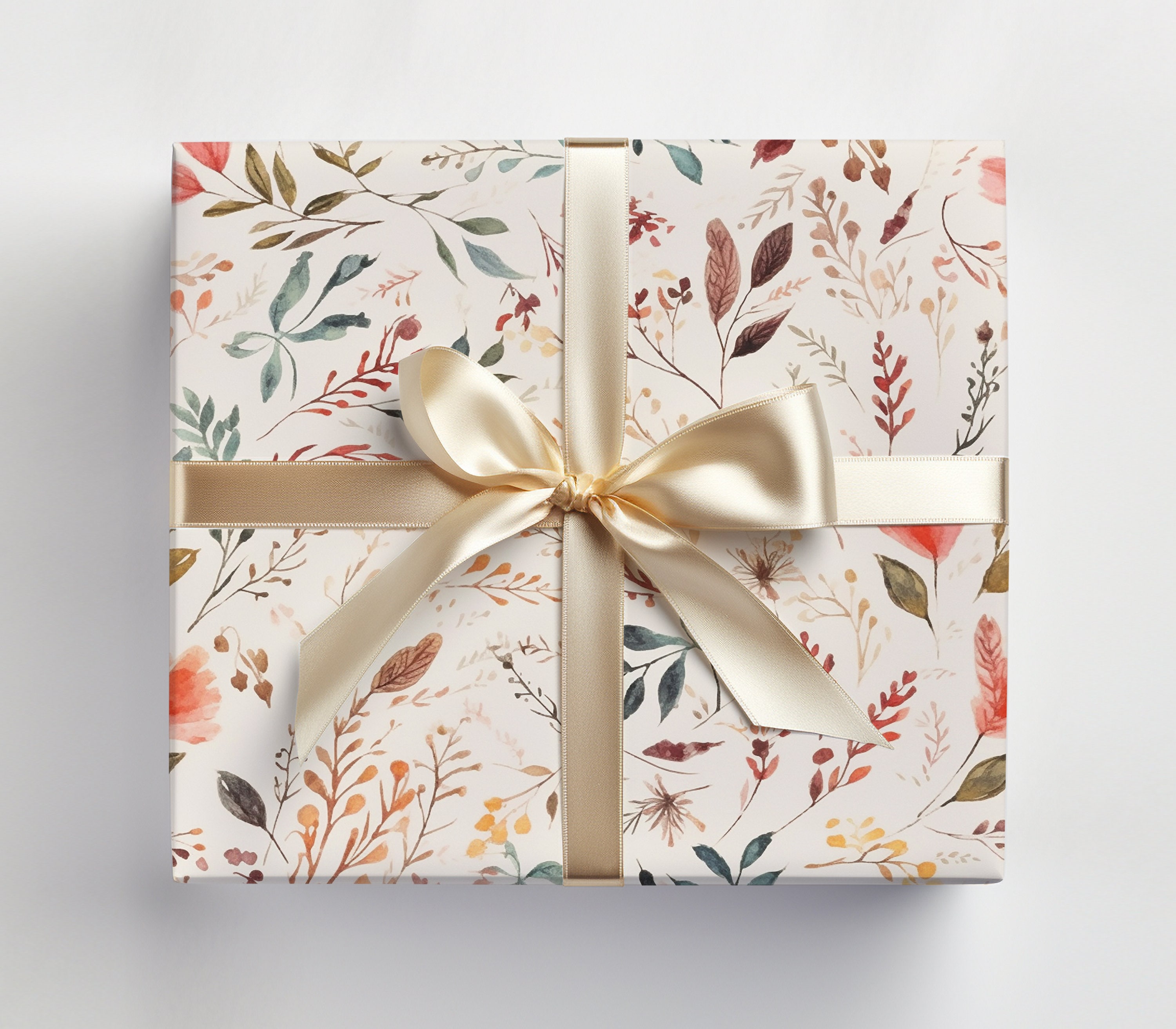Boho Floral Wrapping Paper Boho Leaves Floral, Dainty Floral Gift ...