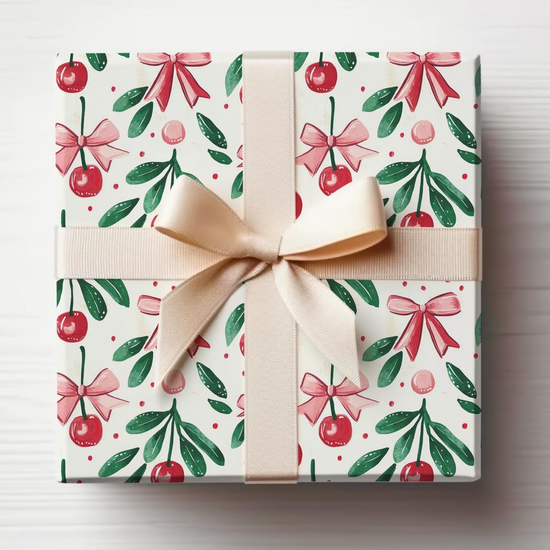 Coquette Christmas Wrapping Paper Cherries Wrapping Paper Roll Coquette ...