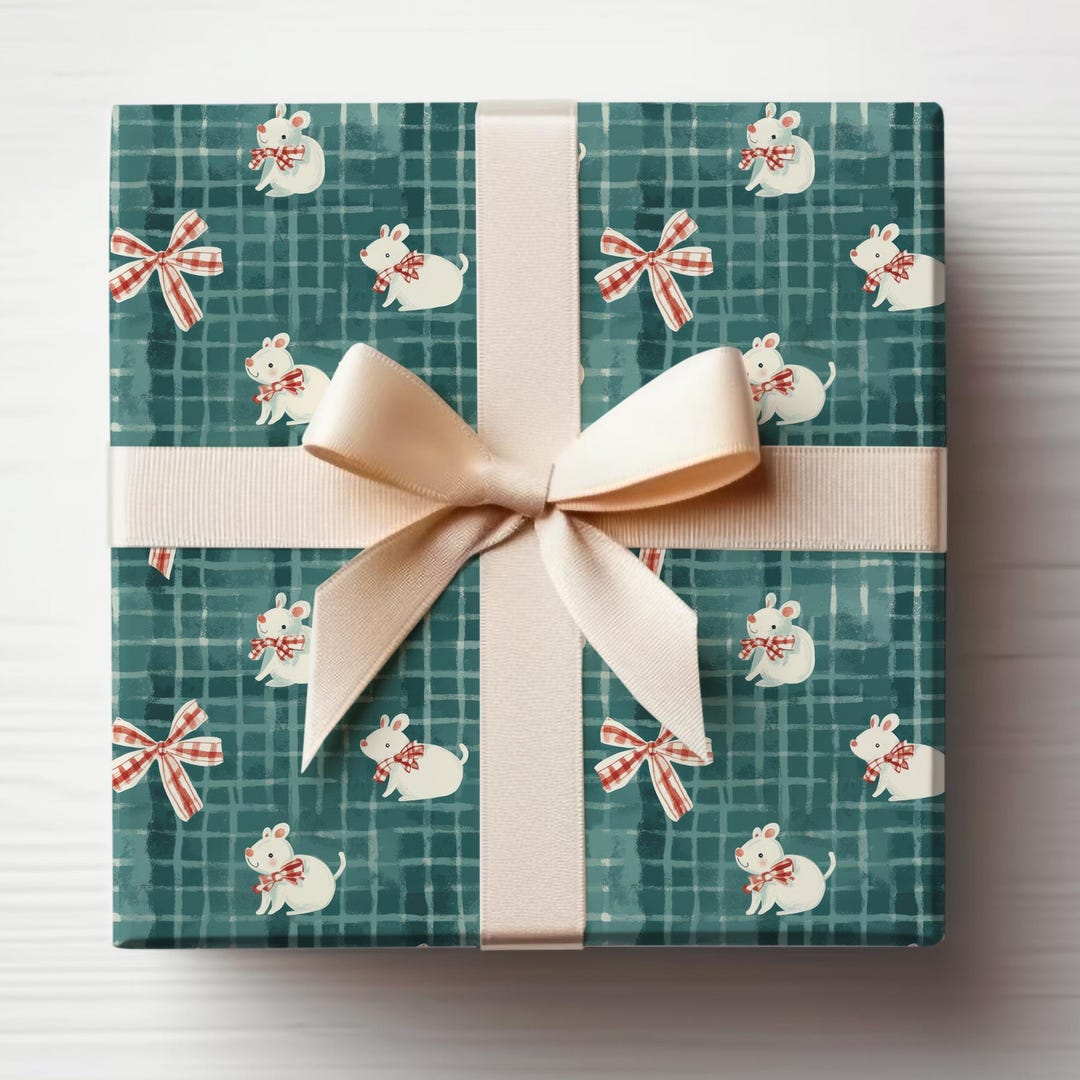 Christmas Mouse Wrapping Paper Roll Cute Xmas Mouse Wrapping Paper ...