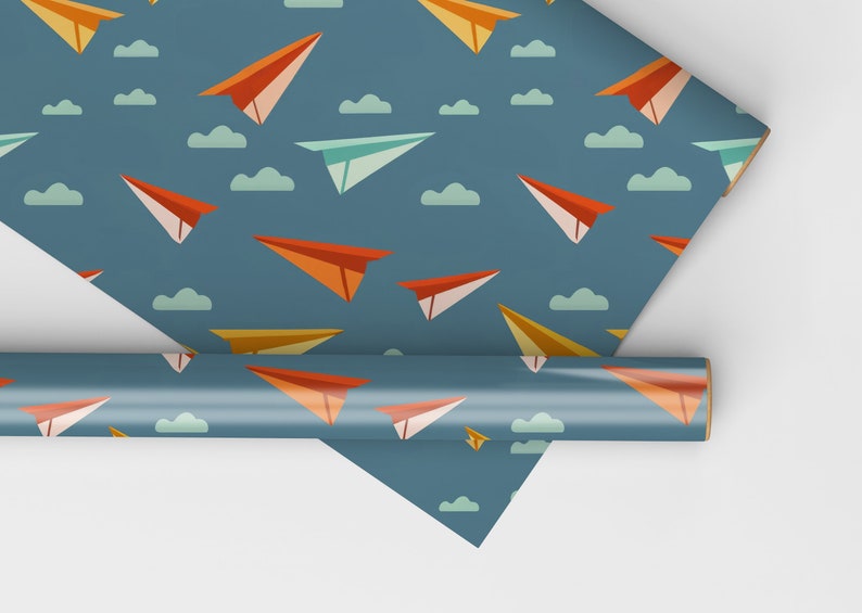 Paper Airplanes Wrapping Paper, Airplane Gift Wrap, Boy Birthday ...
