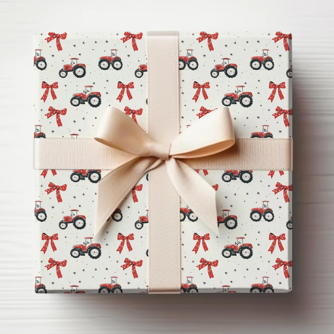 Tractor Wrapping Paper Christmas Tractor Gift Wrap Roll Farm Wrapping ...