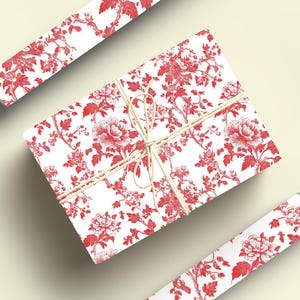 Red Chinoiserie Wrapping Paper Roll Red Toile Christmas Toile Wrapping ...