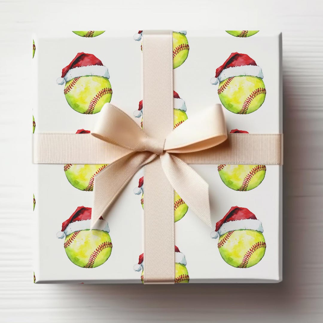 Softball Wrapping Paper Christmas Softball Gift Wrapping Paper ...