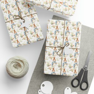 Vintage Rabbit Wrapping Paper Roll Vintage Rabbit Baby Shower Gift Wrap ...