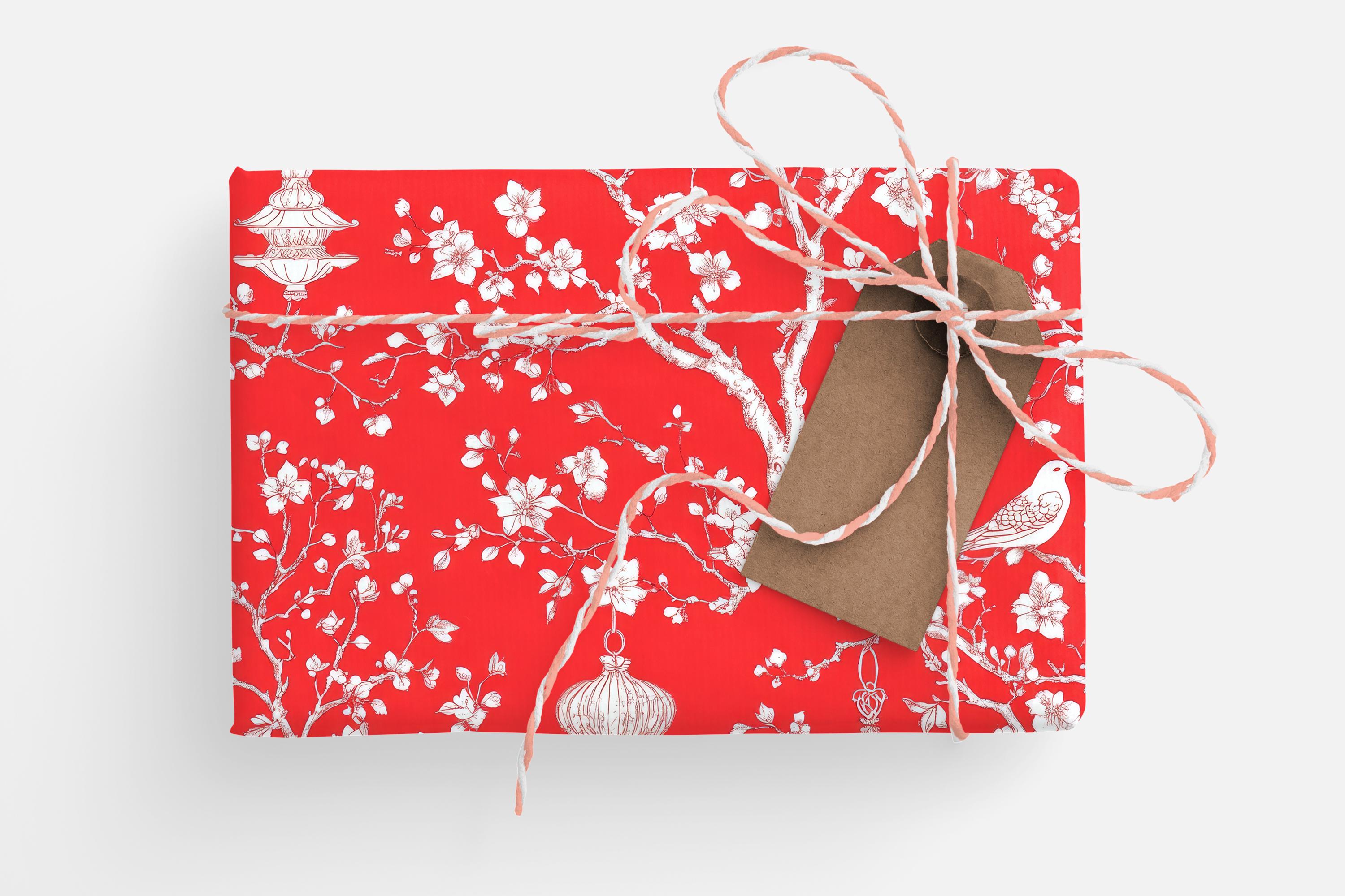 Japanese Wrapping Paper Roll Red Chinese Wrapping Paper Roll Oriental ...