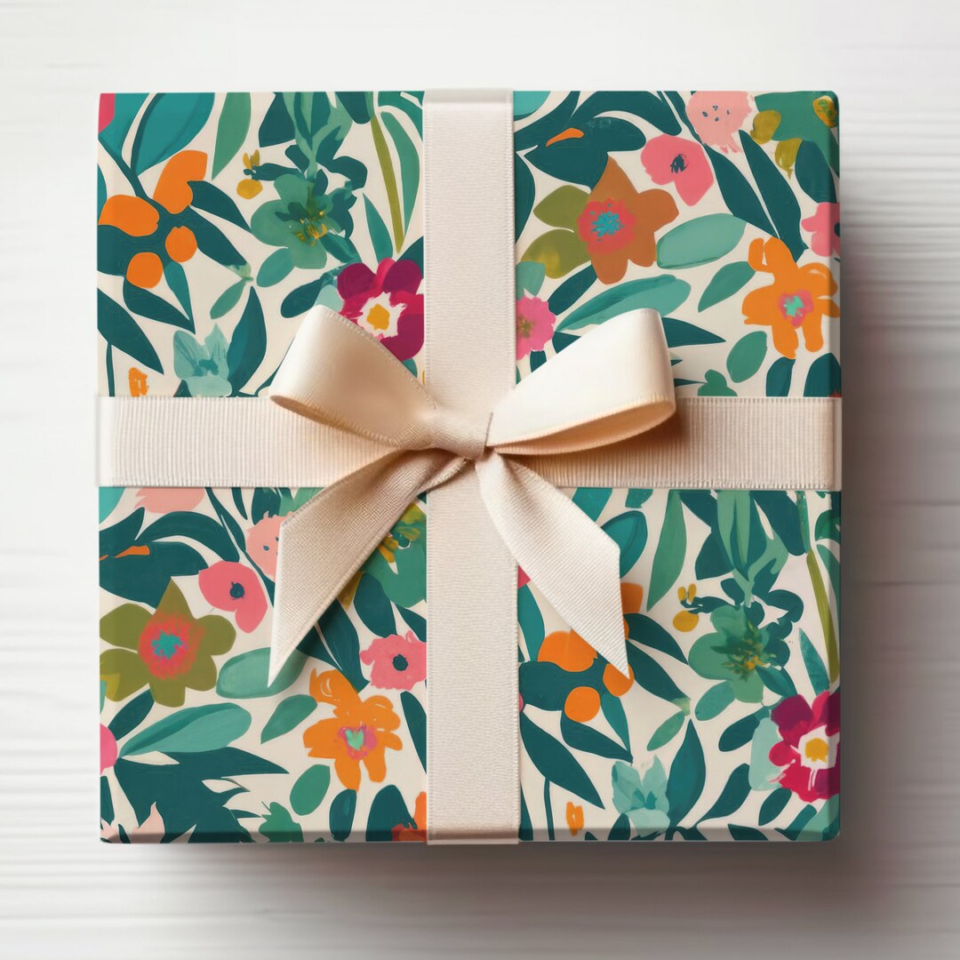 Tropical Wrapping Paper Roll, Jungle Wrapping Paper Roll, Tropical Gift ...