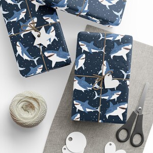 Shark Wrapping Paper Roll Sharks Gift Wrapping, Baby Shark Wrapping ...