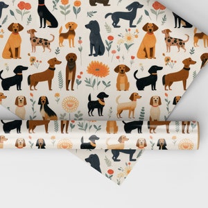 Illustrated Dogs Wrapping Paper With Dogs Gift Wrap Roll Cute Labrador ...