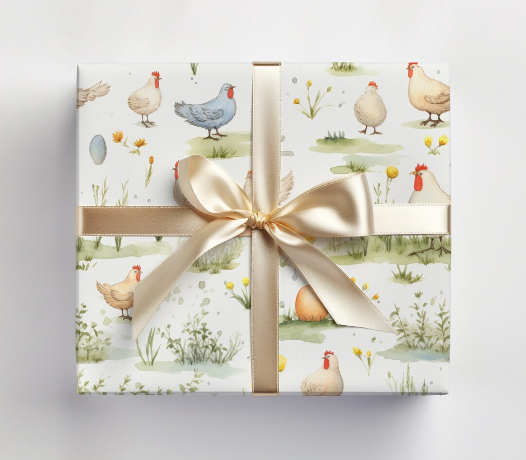 Chicken Wrapping Paper Roll With Eggs, Cute Chickens Gift Wrap Roll ...